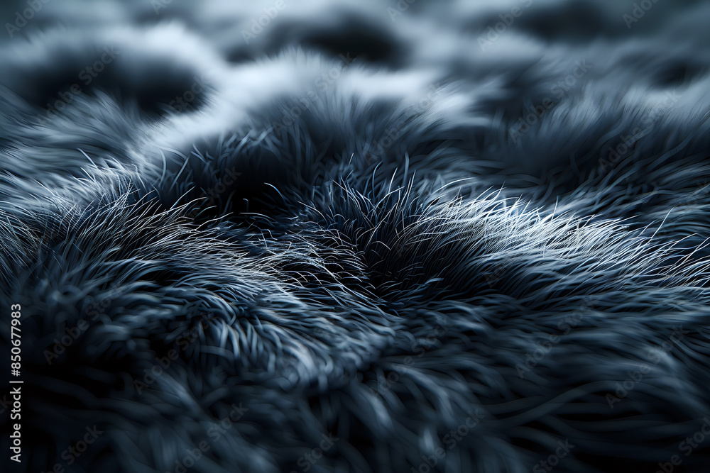 High-resolution close-up of soft, luxurious black fur texture, perfect for backgrounds, textiles ...