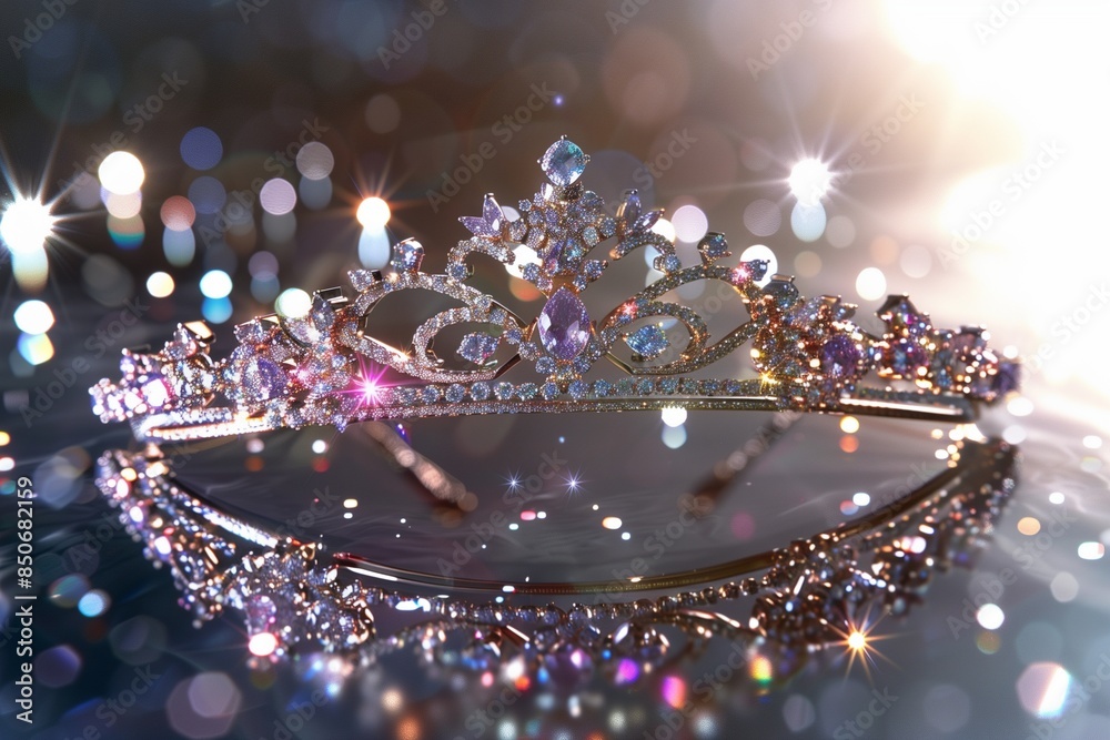 /imagine A beautifully detailed tiara with an array of gemstones ...