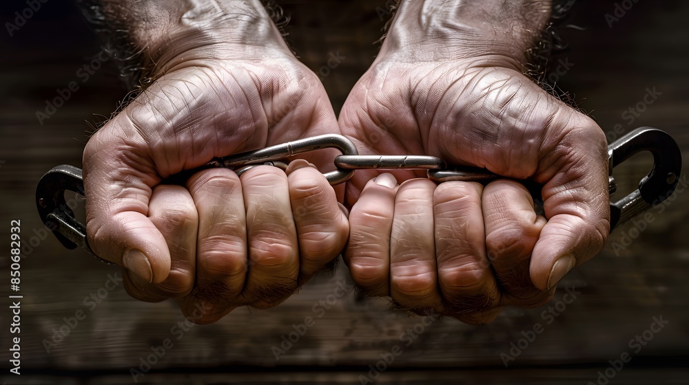 Closeup of handcuffed hands, symbolizing arrest and law enforcement's ...