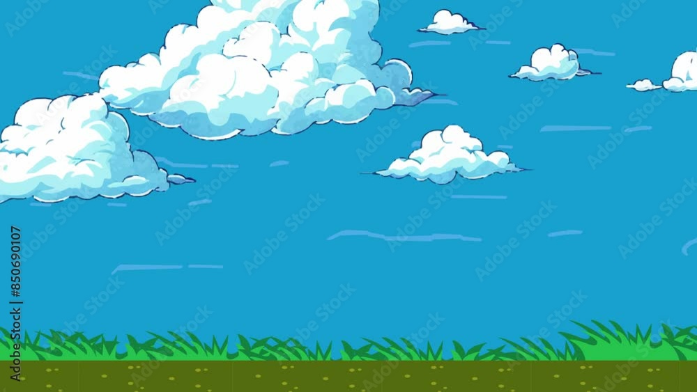 game background. Ground, grass, sky, tree and stars. 2D Game Platform ...