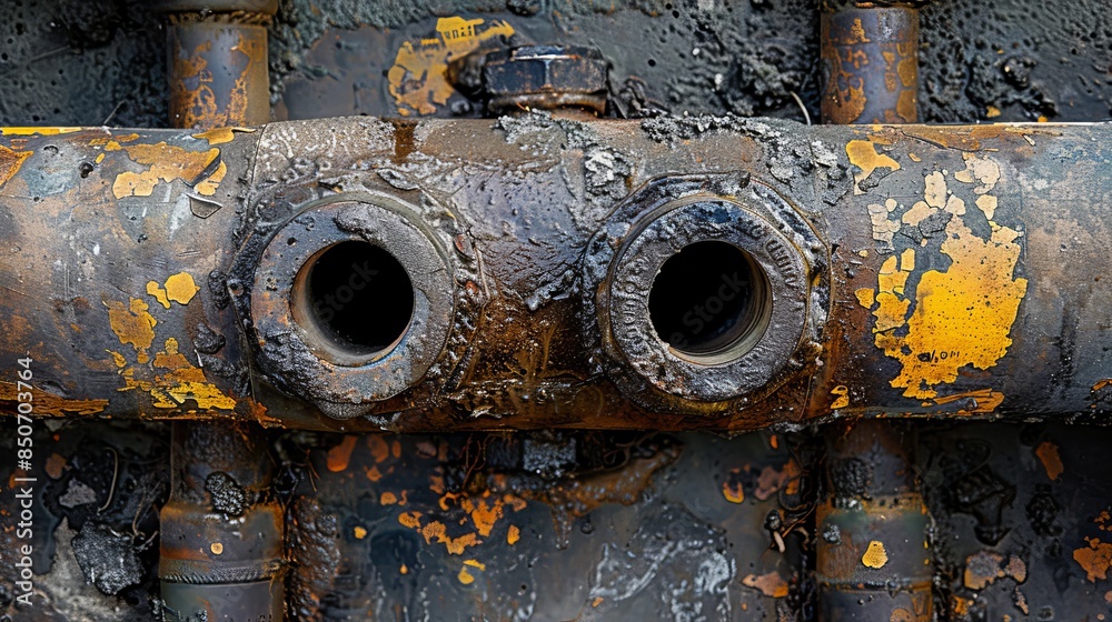 Detailed view of under-basin sewage pipes, condensate drainage ...