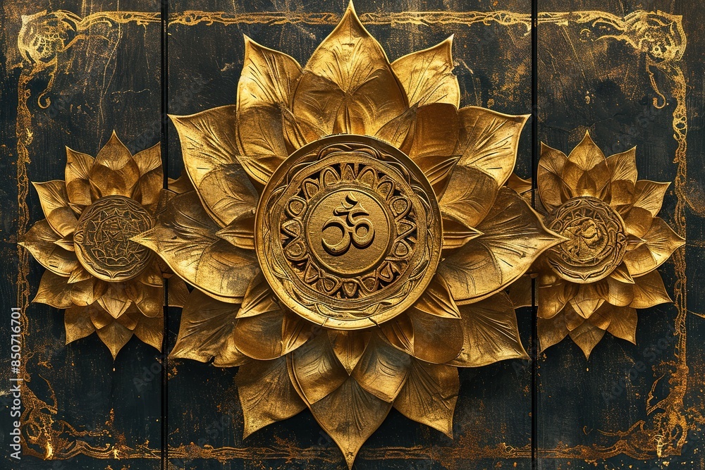 golden torus yantra or lotus flower in three variations, with and ...