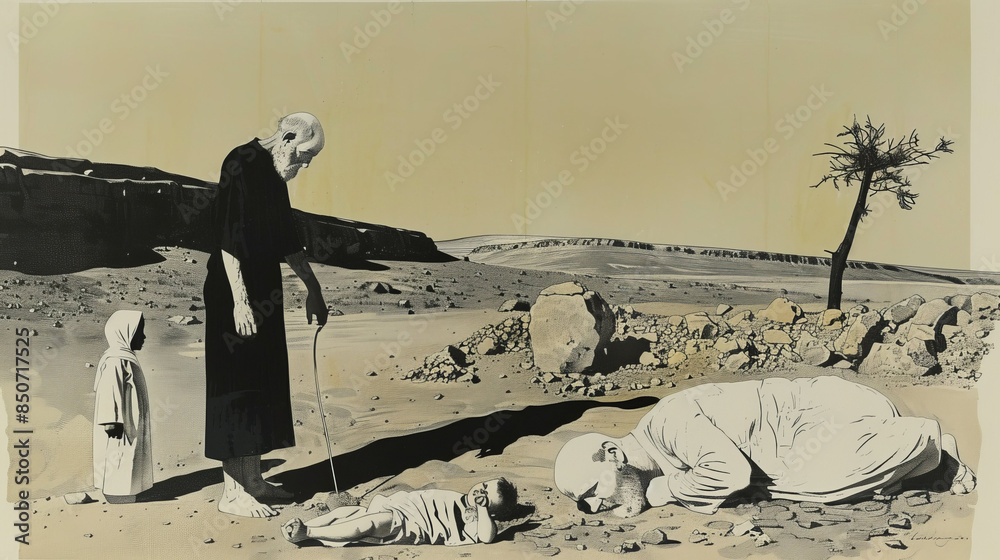 Biblical Illustration of Abraham Sacrificing Isaac Gen AI Stock ...