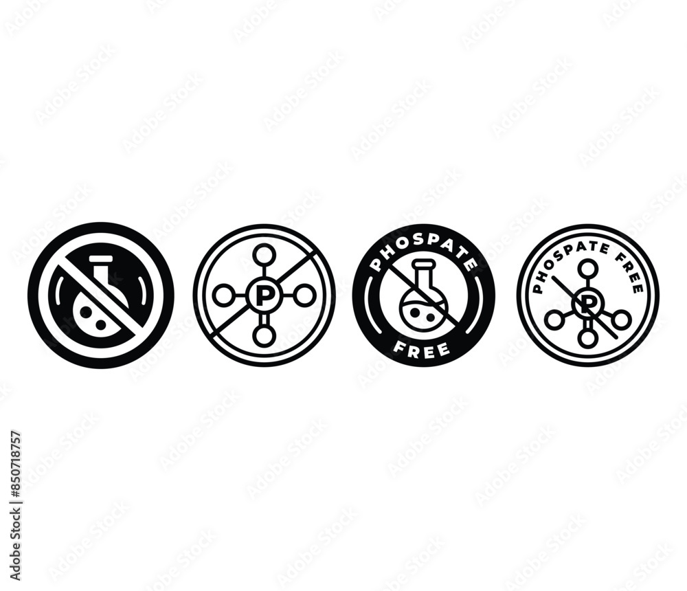 phosphate free icons symbol sign vector design black white colors ...