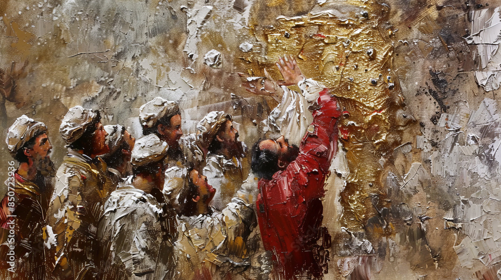 Dramatic Biblical Illustration: The Stoning of Stephen Gen AI Stock ...