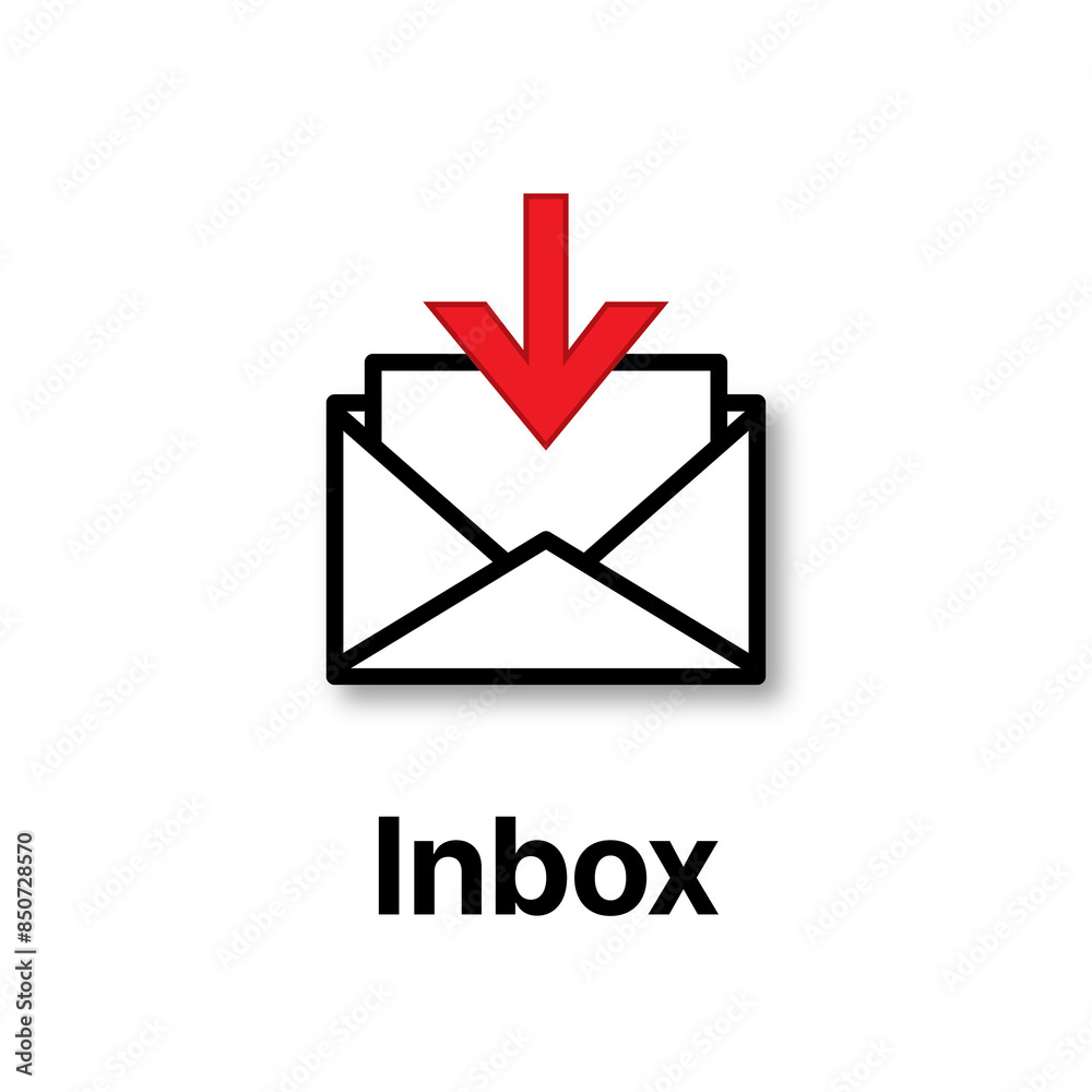 Simplified e-mail icon. Modern linear PNG icon for UI design. inbox ...