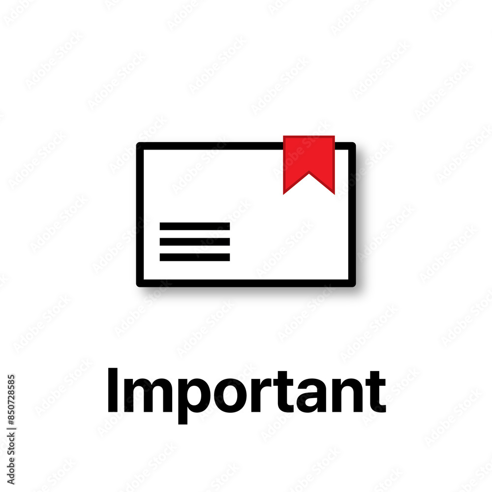 Simplified e-mail icon. Modern linear PNG icon for UI design. important ...