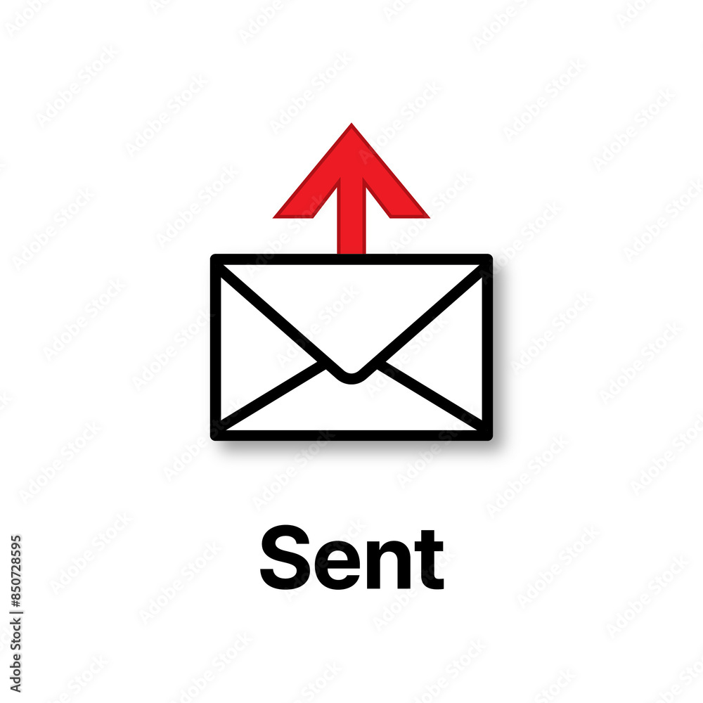 Simplified e-mail icon. Modern linear PNG icon for UI design. sent mail ...