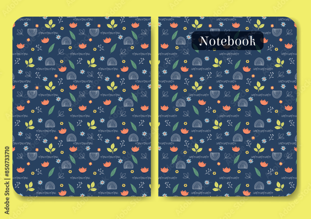 Notebook with springtime pattern. Cover page design aesthetic flourish ...