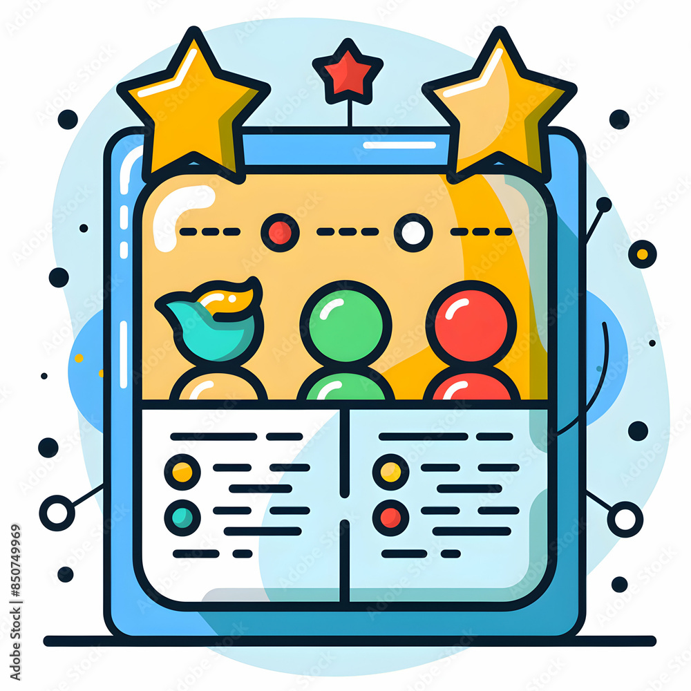 A CRM Tools Oriented Interface with Customer Feedback Icon in Doodle ...