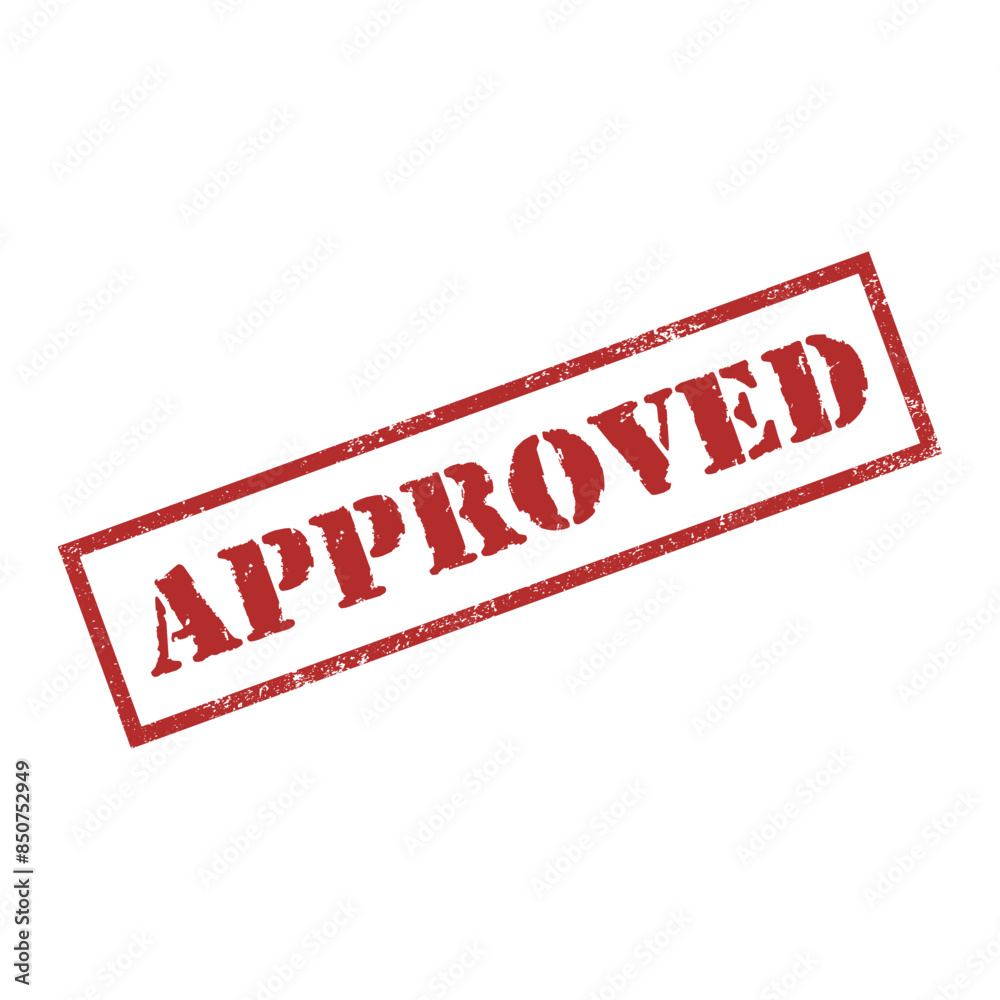 Approved red rubber stamp isolated on white background. Ink sign in ...