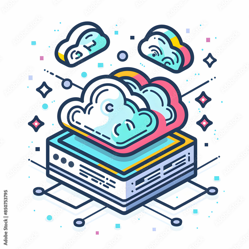 3D Flat Icon ERP Cloud with Customizable Text Cloud ERP Systems Digital ...