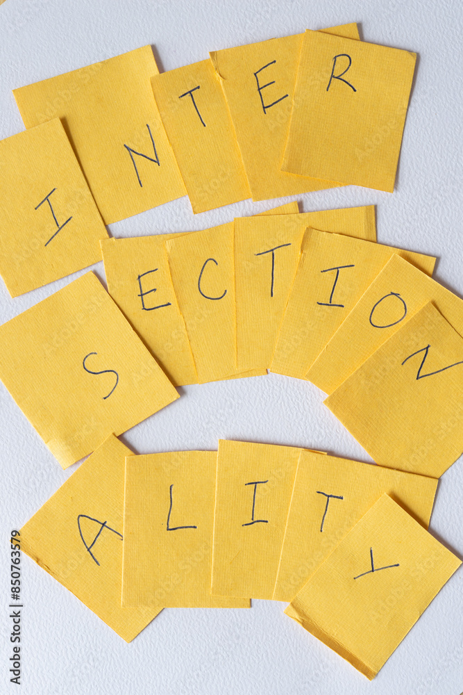 intersectionality sign (composed with yellow paper tiles) Stock Photo ...