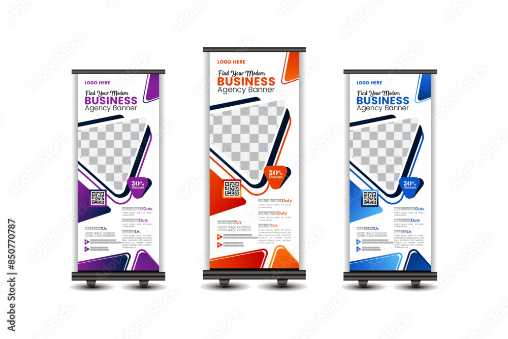 Business Roll up banner stand template design, modern portable stands ...