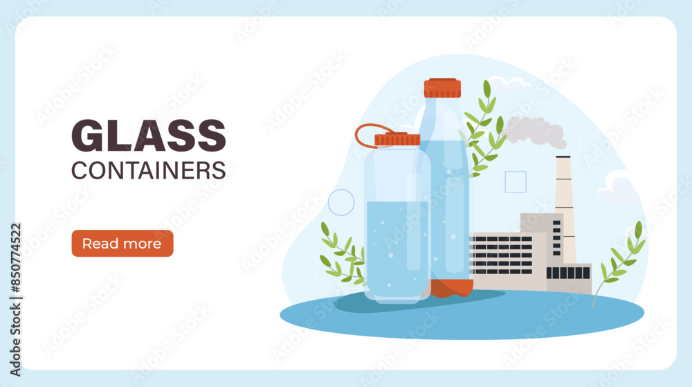 Glass containers poster. Liquid container made of eco friendly ...