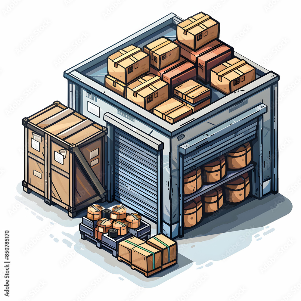 A Comprehensive 3D Flat Icon Warehouse Interface with Logistics Concept ...