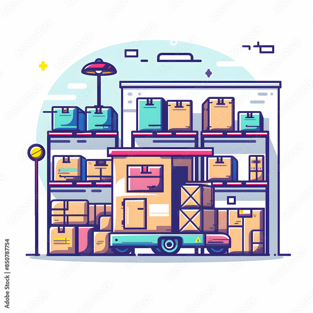 3D Flat Icon: WMS Interface Warehouse Feedback with Copy Space for ...