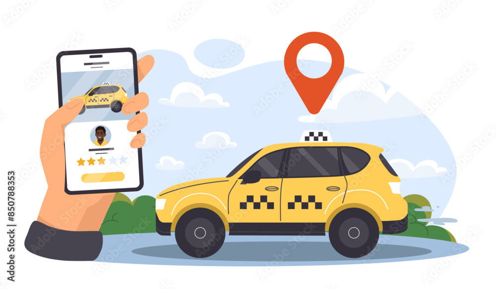 Taxi navigation concept. Person orders transport. Application for ...