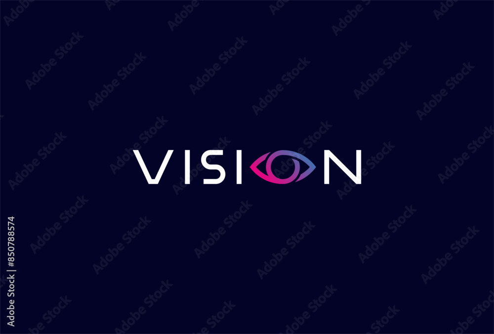 Vision Logo, letter O with eye icon combination in text Vision ...