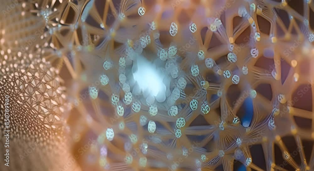 A closeup of a surface at the atomic level revealing the intricate ...