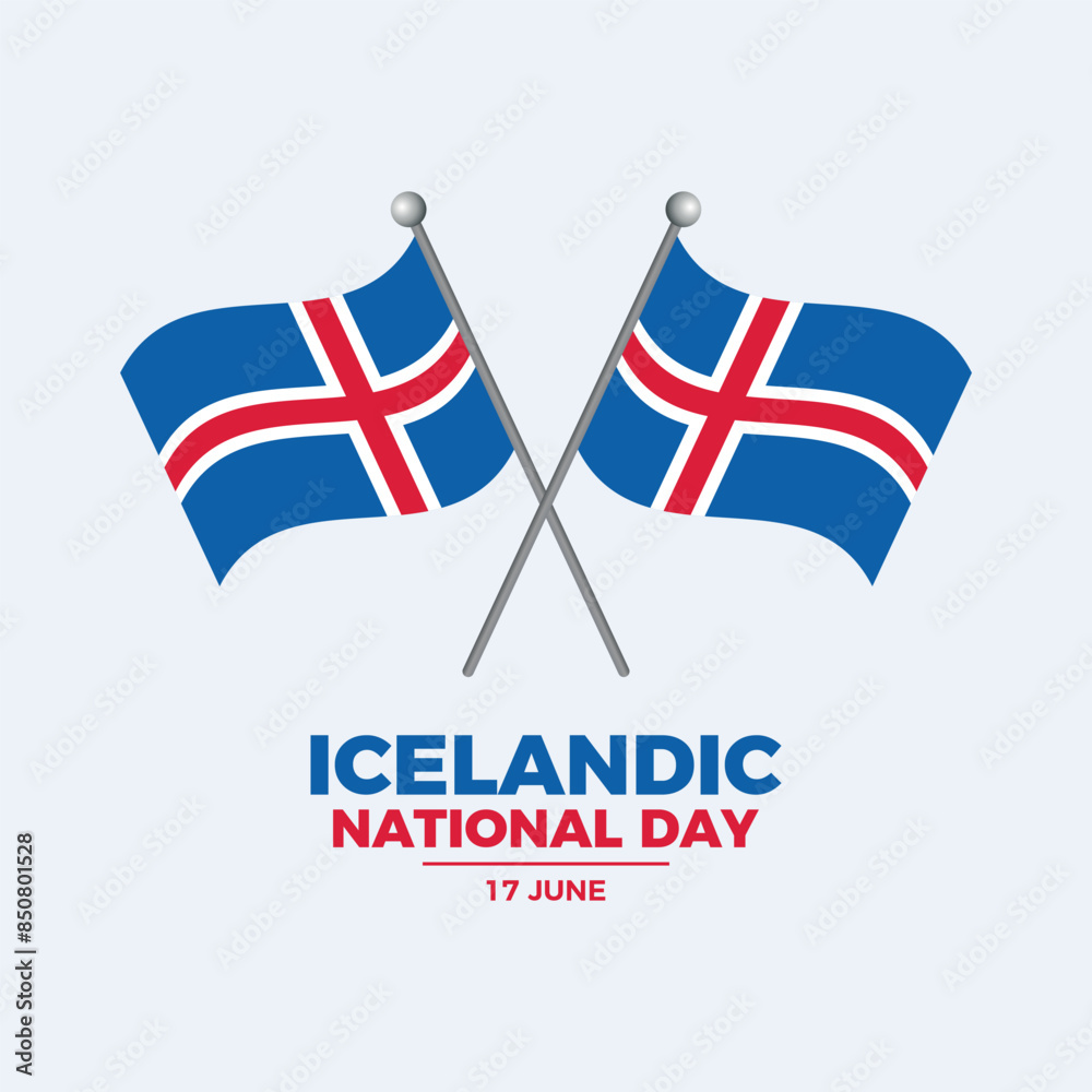 Icelandic National Day poster vector illustration. Two crossed ...