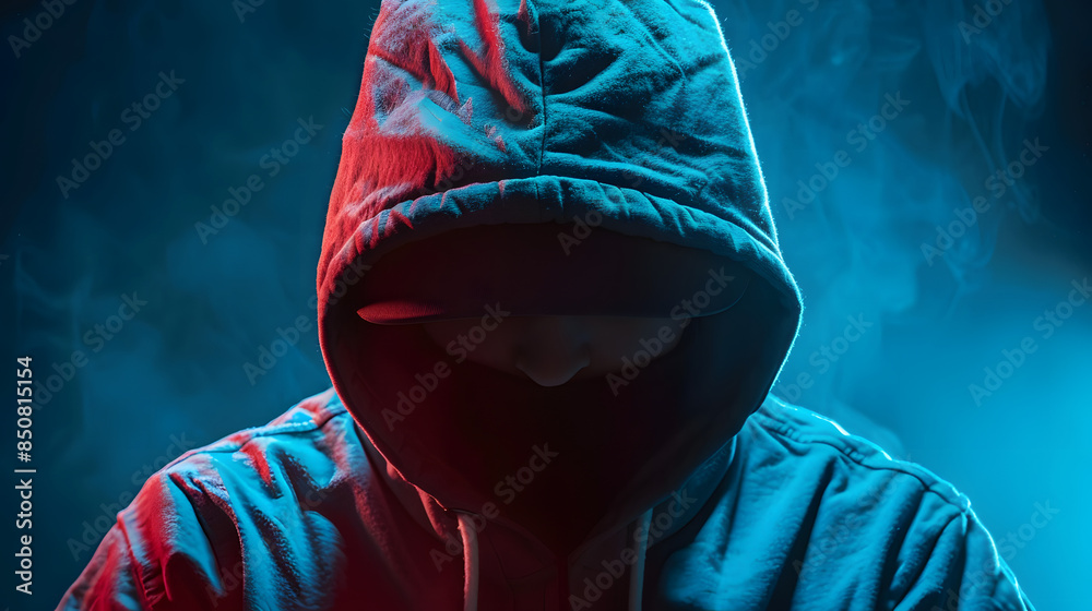 suspicious man mask hacker computer committing cybercrime Committing ...