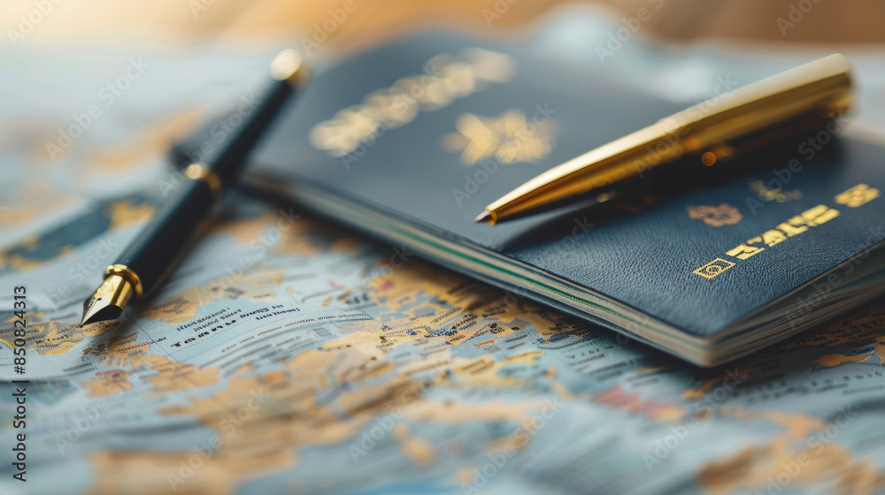 Visa Application Form And Passport On A World Map With Pen Stock Photo ...