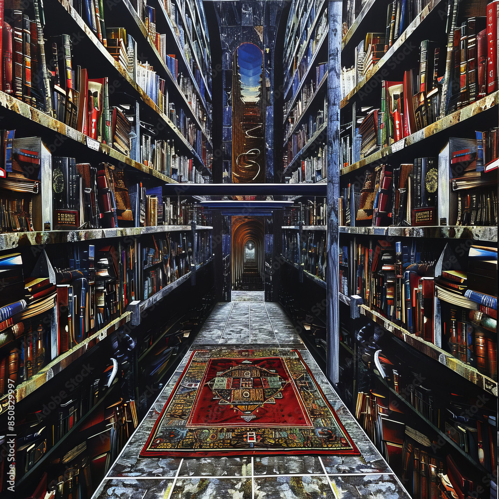 Colossal Library Battle Map with Ancient Books Gen AI Stock ...