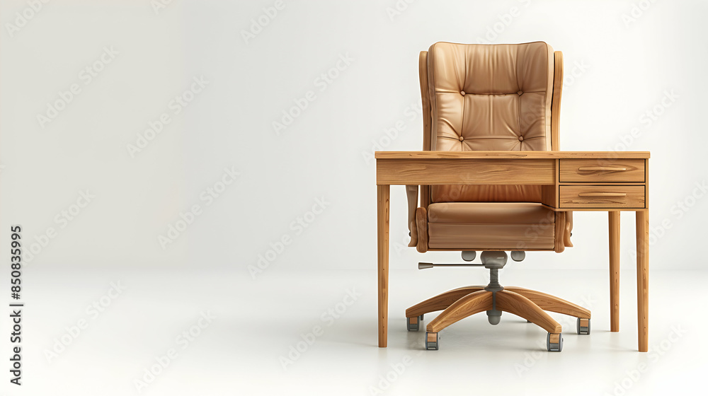 Vector illustration of desk and chair icon with copy space on white ...