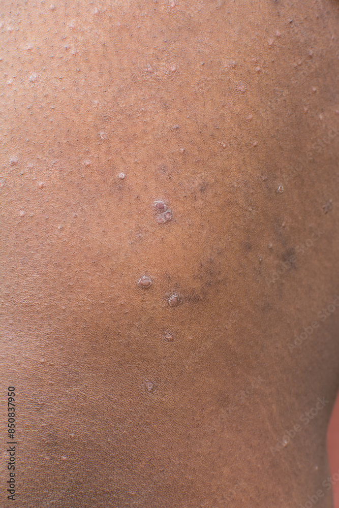 Eczema on brown skin, atopic dermatitis and prurigo nodularis on brown ...