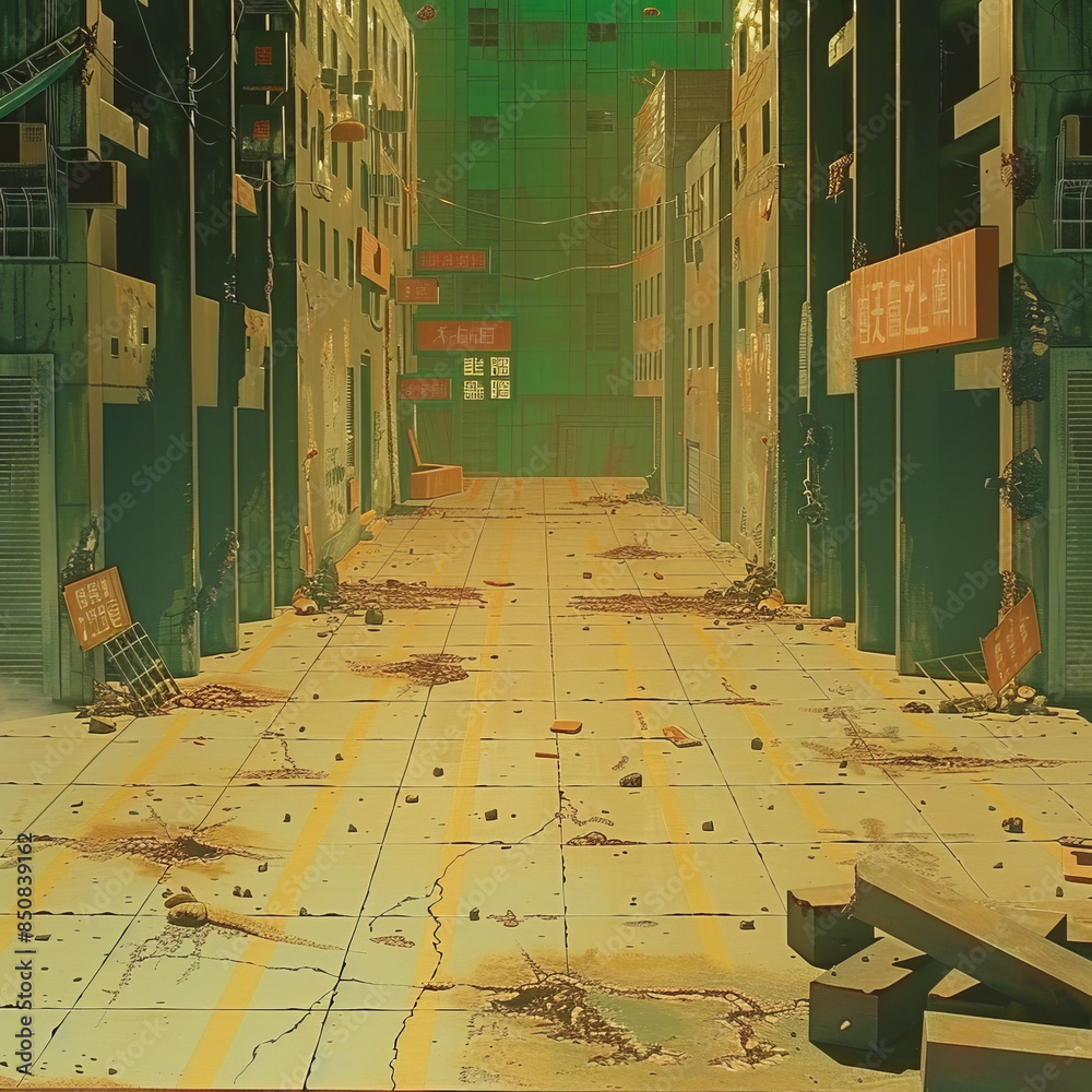 War-Torn City Street Battle Map with Barricades and Rubble Gen AI Stock ...