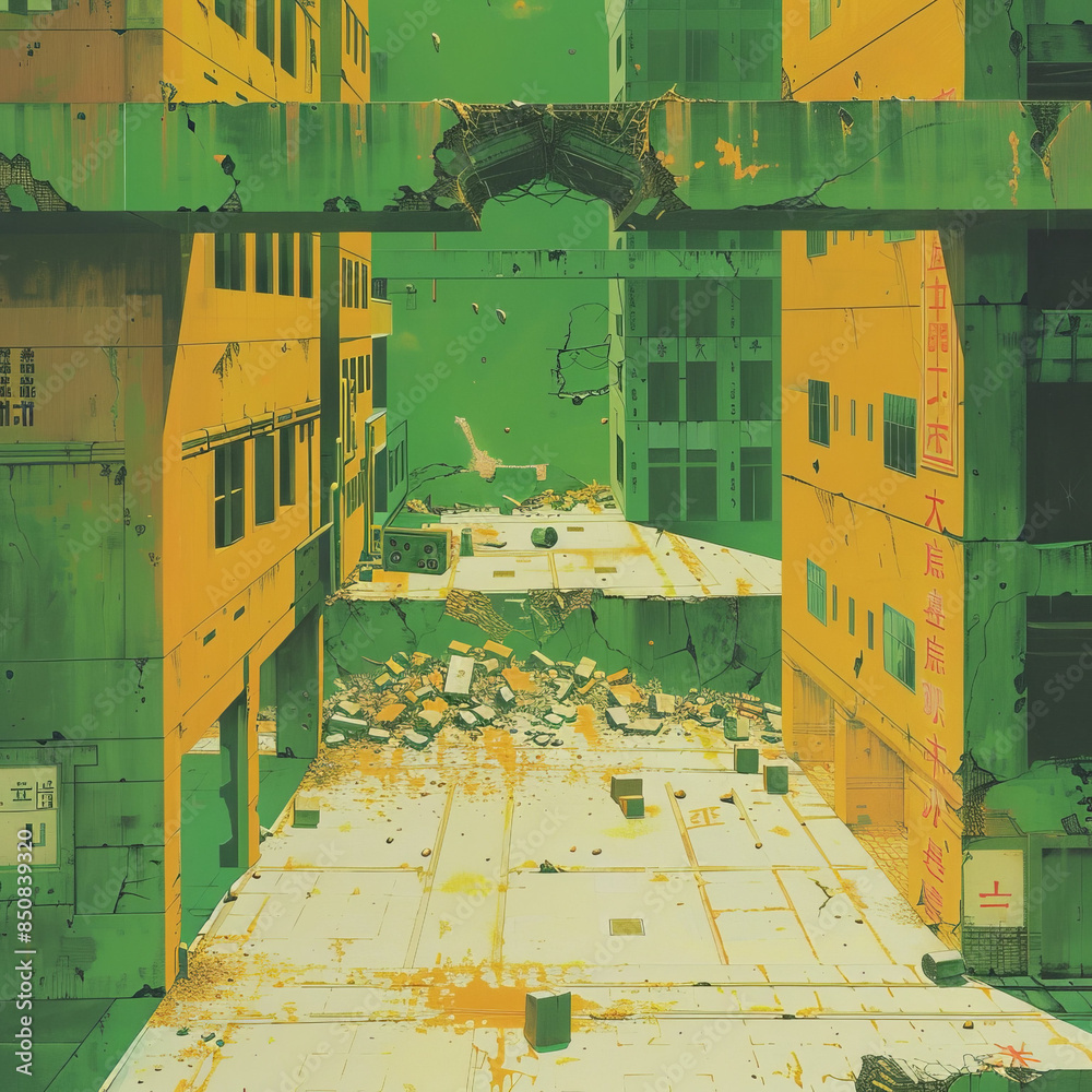 War-Torn City Street Battle Map with Barricades and Rubble Gen AI Stock ...