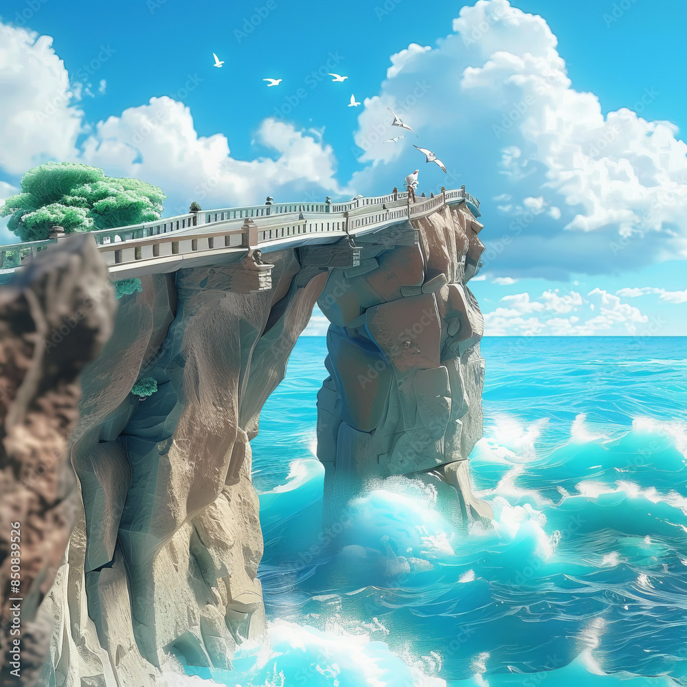 Fantasy Battle Map: Windy Cliff Edge with Narrow Bridge Gen AI ...