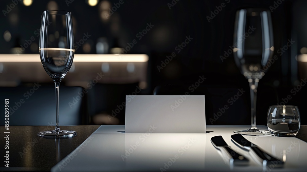 fine dining table setting of luxury fancy restaurant menu invitation ...