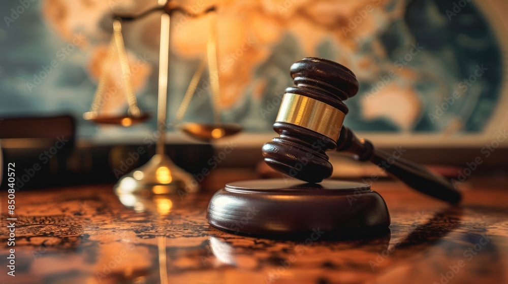 The close up picture of hammer for law called gavel placing on the ...