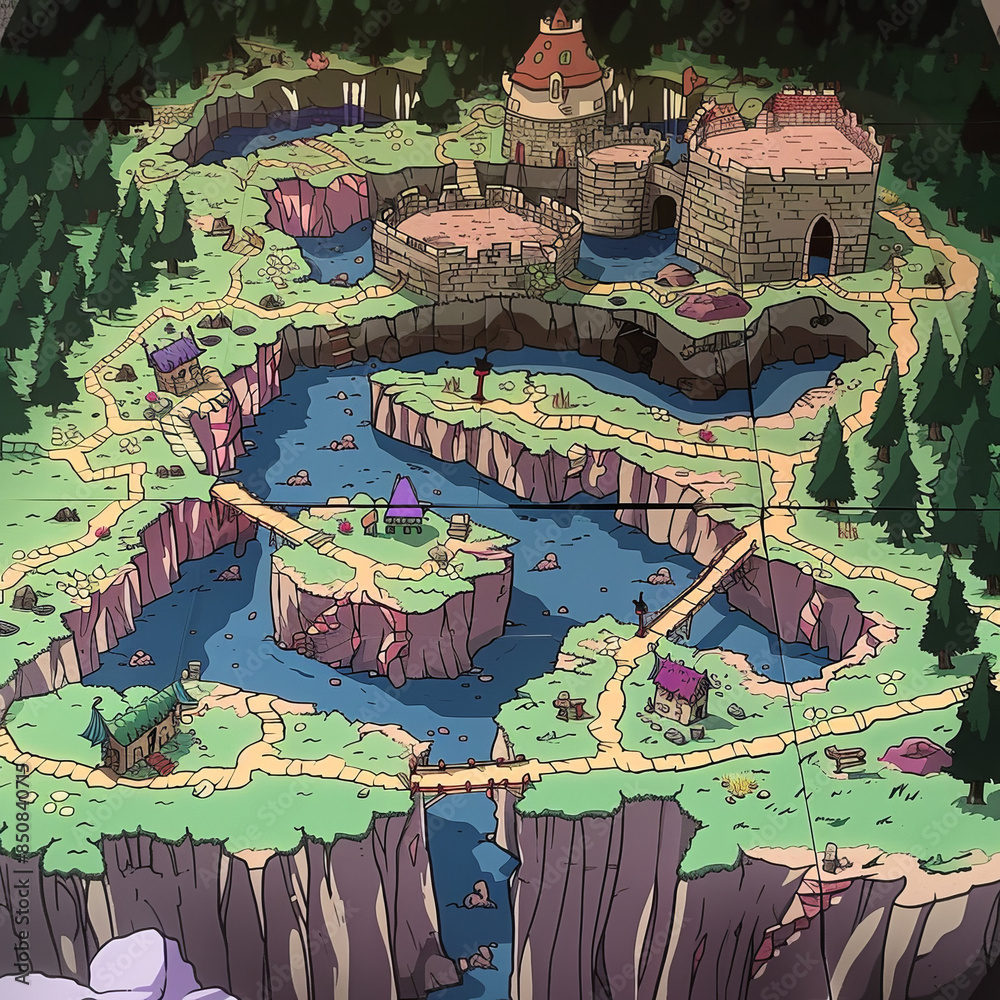 Fantasy Tabletop Adventure DND Battle Map Gen AI Stock Illustration ...