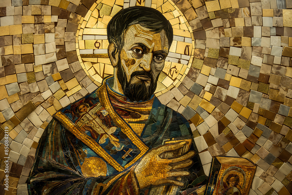 mosaic painting depicting Saint Francis Xavier in his iconic missionary ...
