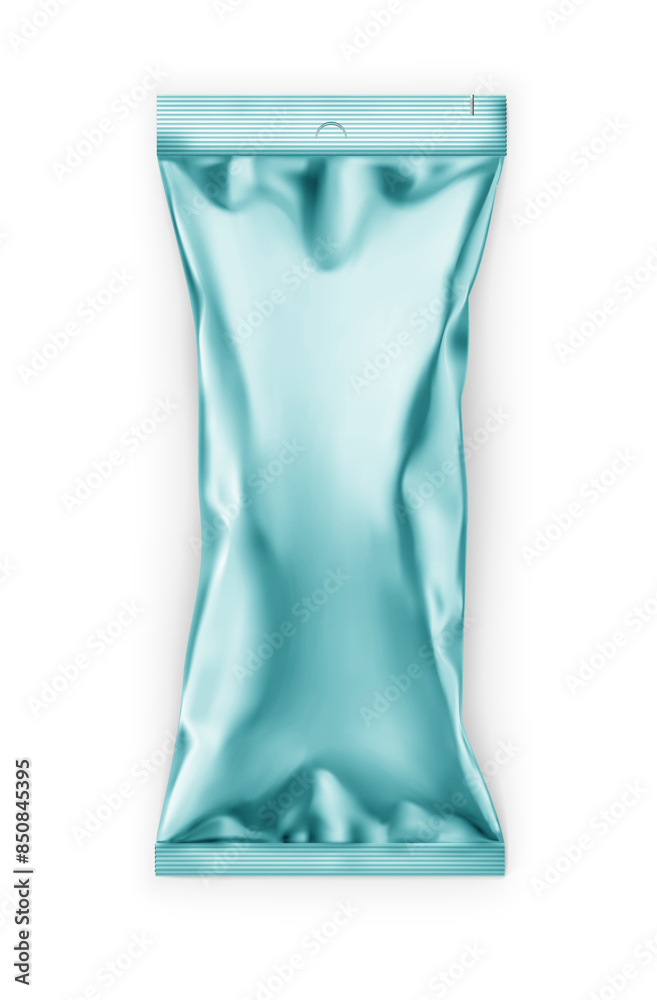 Metallic flow-pack packaging for snacks or chocolate bars realistic ...