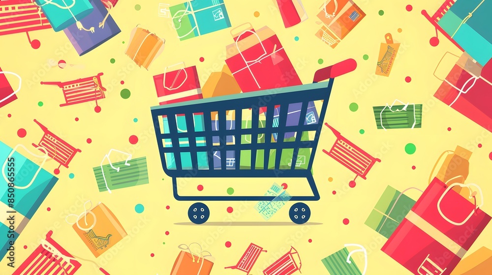 Graphic retail background with clip art illustrations of shopping carts ...