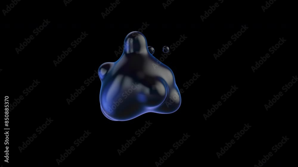 Abstract 3D deformed figure. Black metabolite drop. Surrealistic object ...