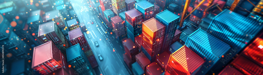 Photo realistic WMS icon and supply chain symbol with copy space for ...