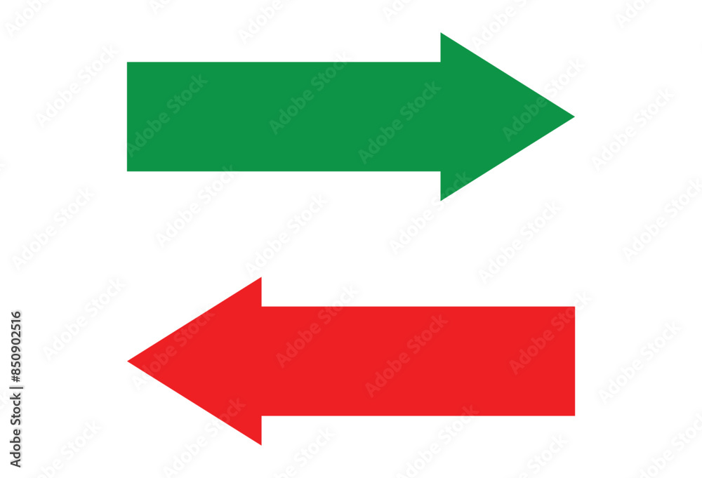 green right arrow vector and red left arrow vector icon Vector ...