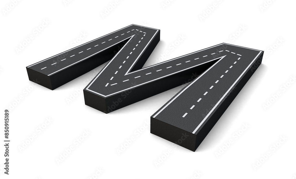 M alphabet Road 3d png. Road Uppercase letters. Road Style alphabet 3d ...