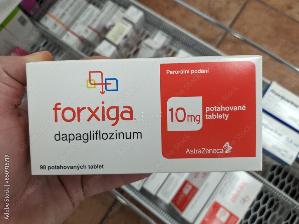 Prague,Czech republic-June 17 2024: Forxiga box of medication with ...