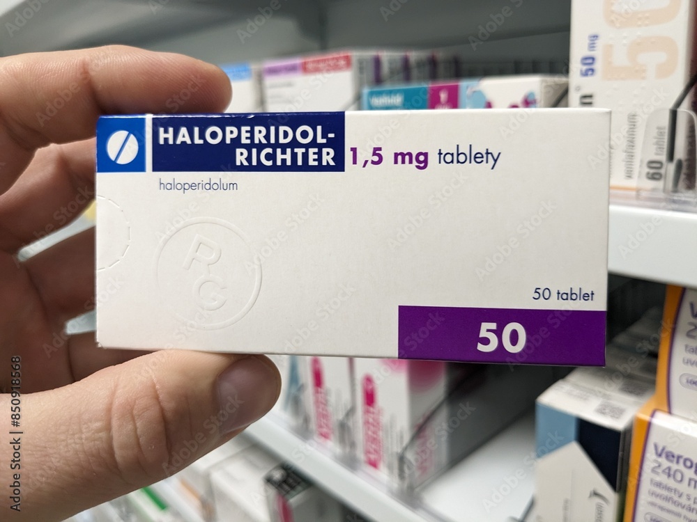 Prague,Czech Republic-June 17 2024:HALOPERIDOL RICHTER medication with ...