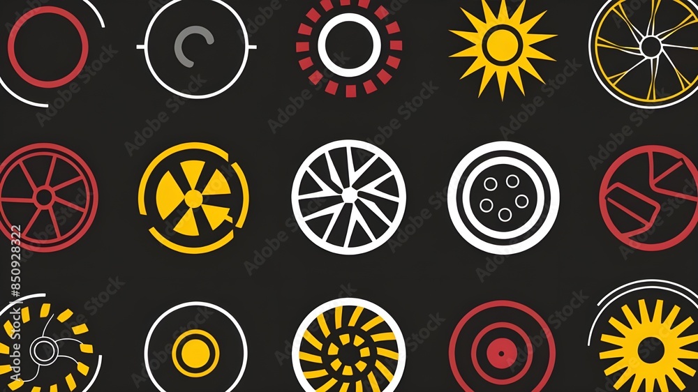 Black Wheel and Rubber Compound Set - Vector Icons for Soft, Medium ...