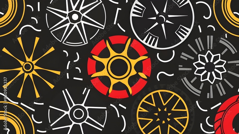 Black Wheel and Rubber Compound Set - Vector Icons for Soft, Medium ...