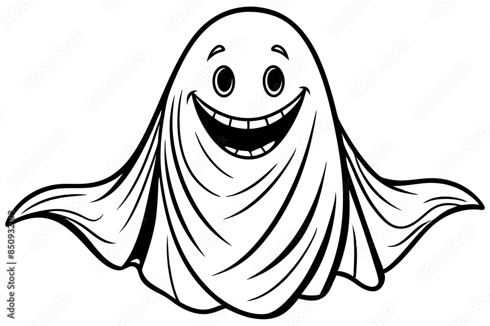 smiley ghost line art vector illustration Stock Vector | Adobe Stock