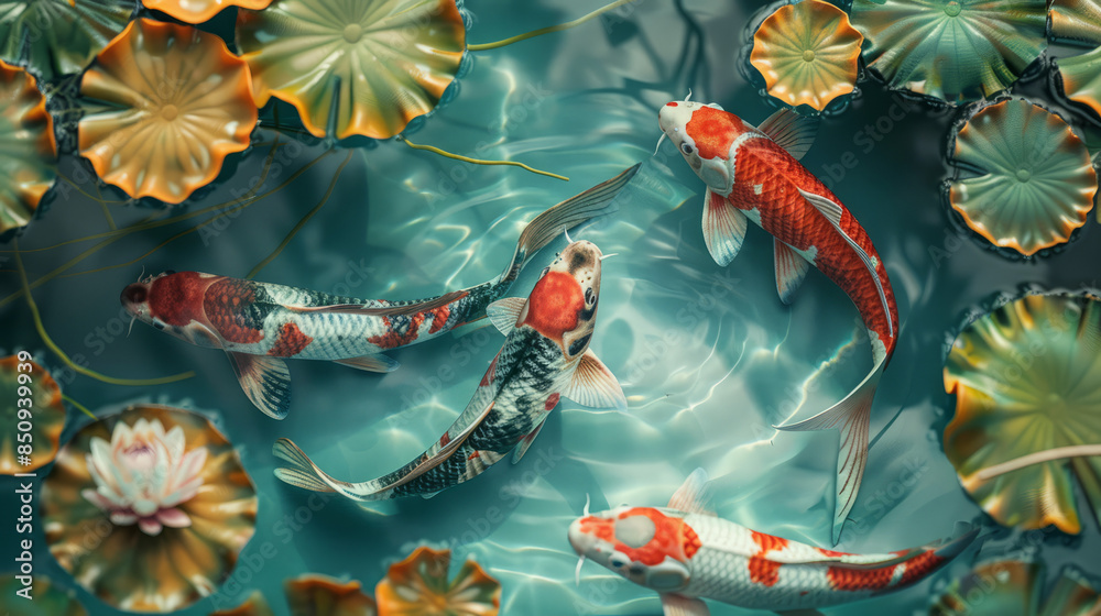 Koi Fish portrays the elegance and grace of these colorful aquatic ...
