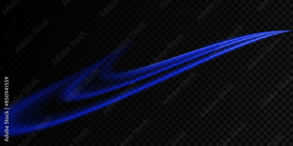 Glowing fire lines effect. Blue glittering magic particles trails ...